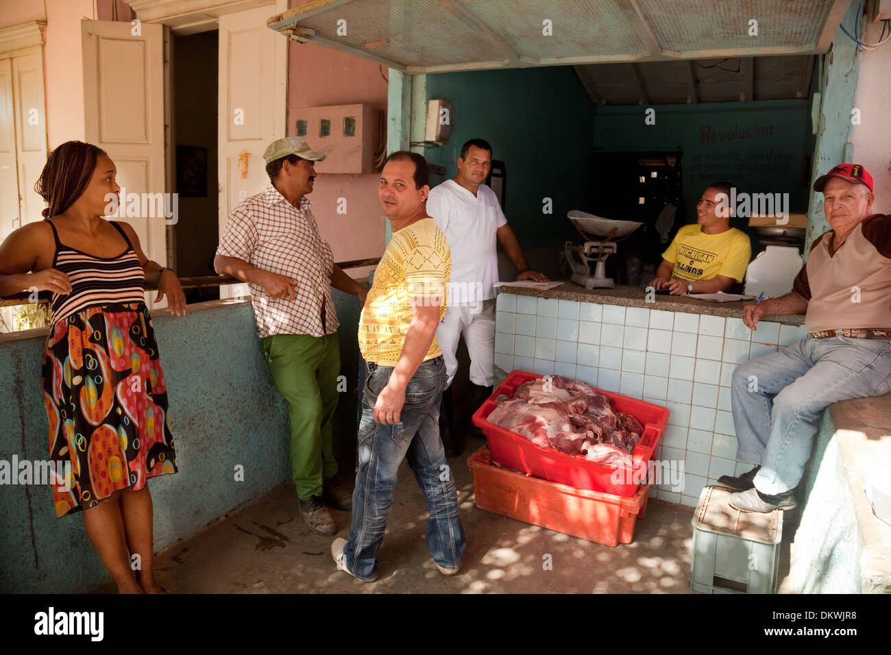 People at the local butchers shop, Vinales town, Cuba Caribbean Stock ...
