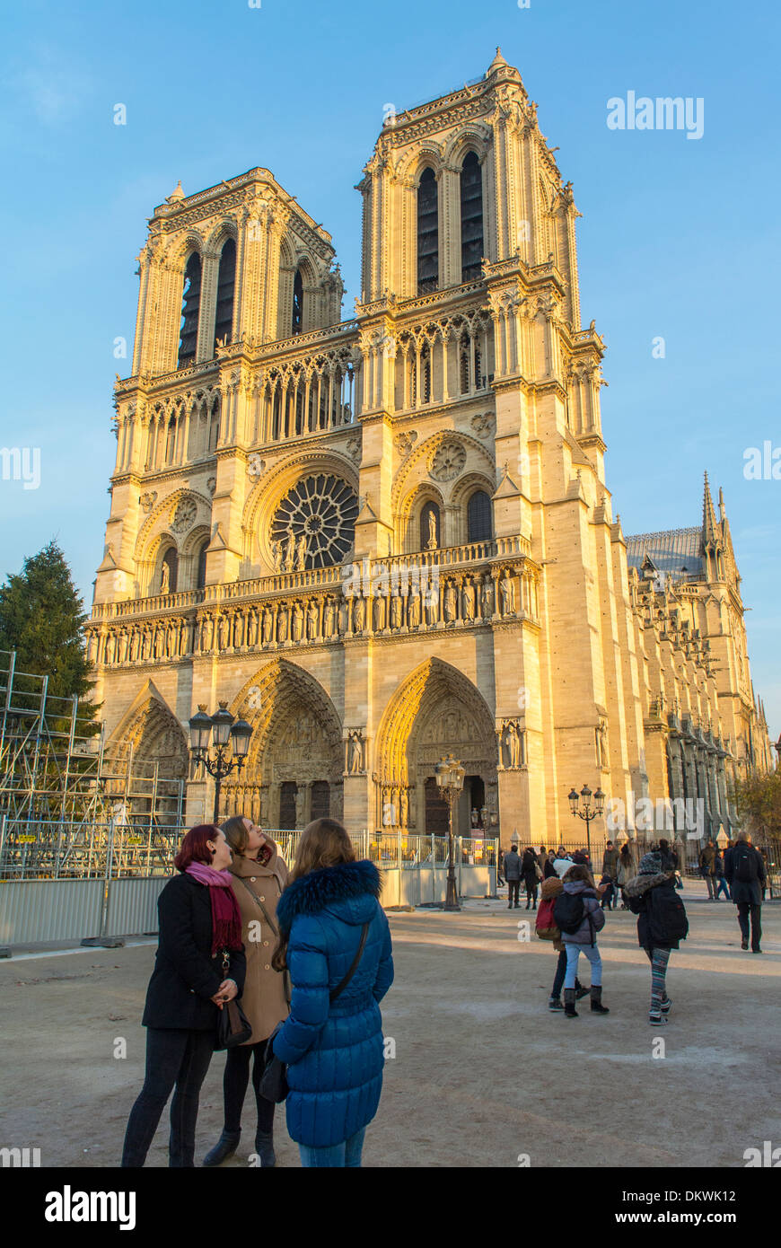 Paris, France, Tourists Outside French Monuments, Cathedral, Notre Dame ...