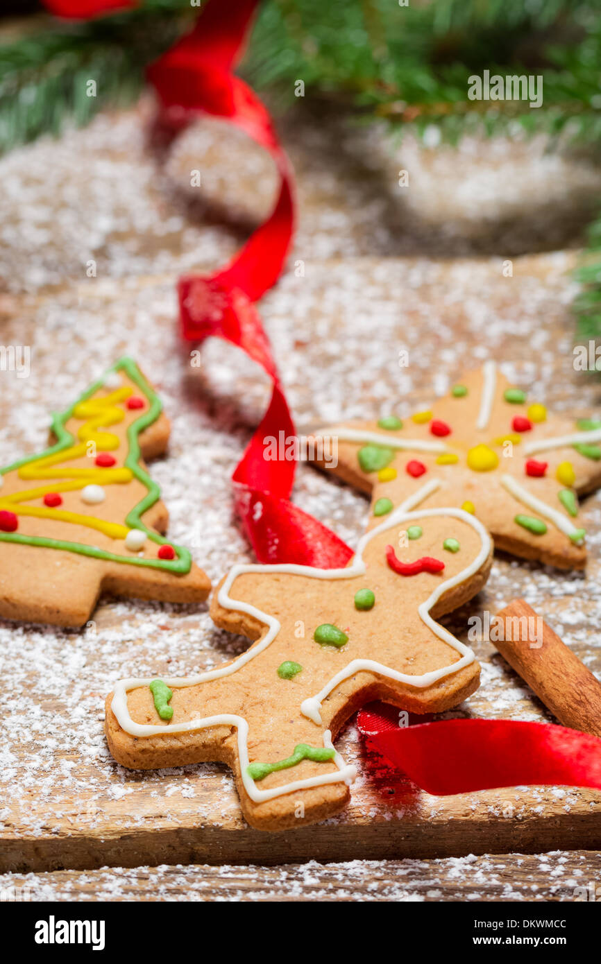 Gingerbread Man on a red ribbon Stock Photo - Alamy