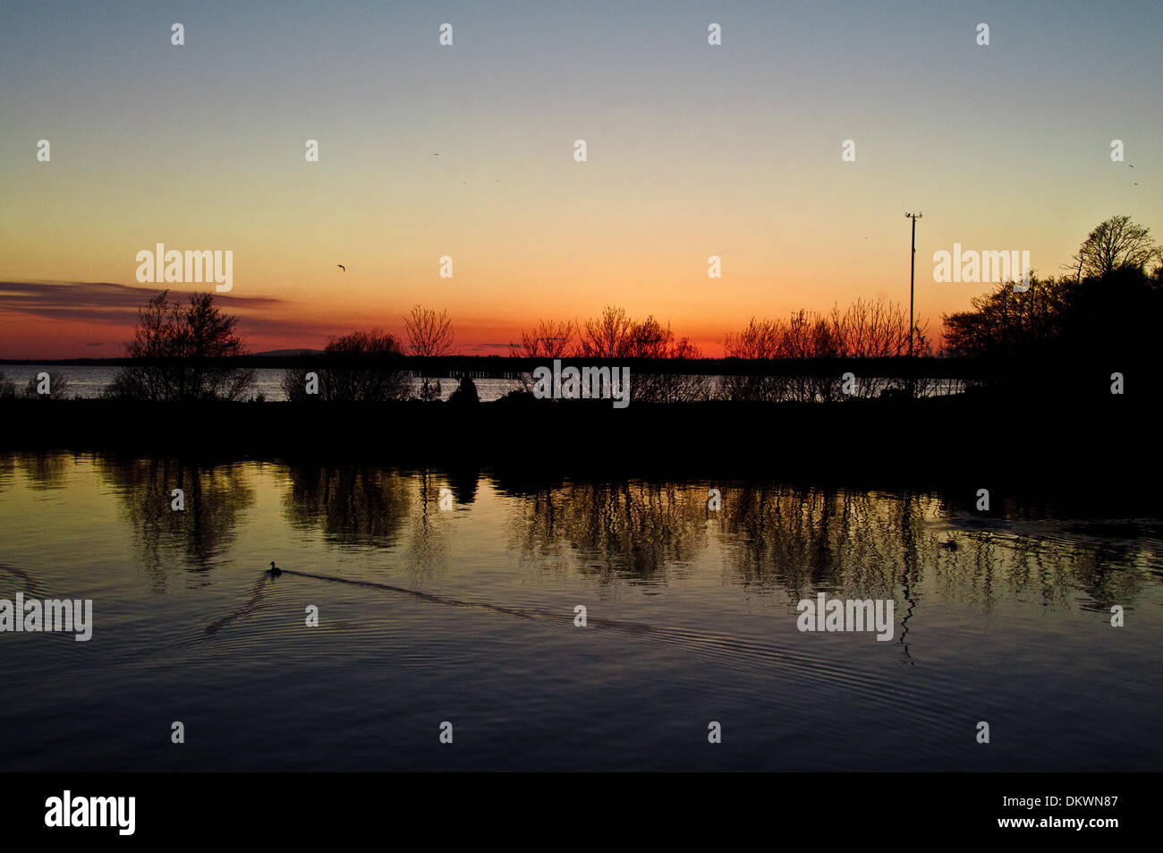 Lough Neagh Silhouette Stock Photo - Alamy