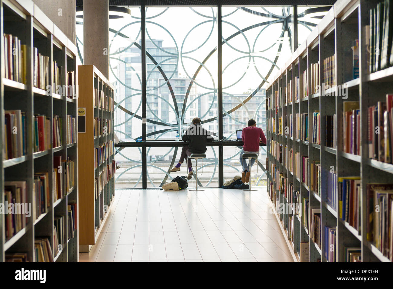 Students working at the new Library of Birmingham, Birmingham, England ...