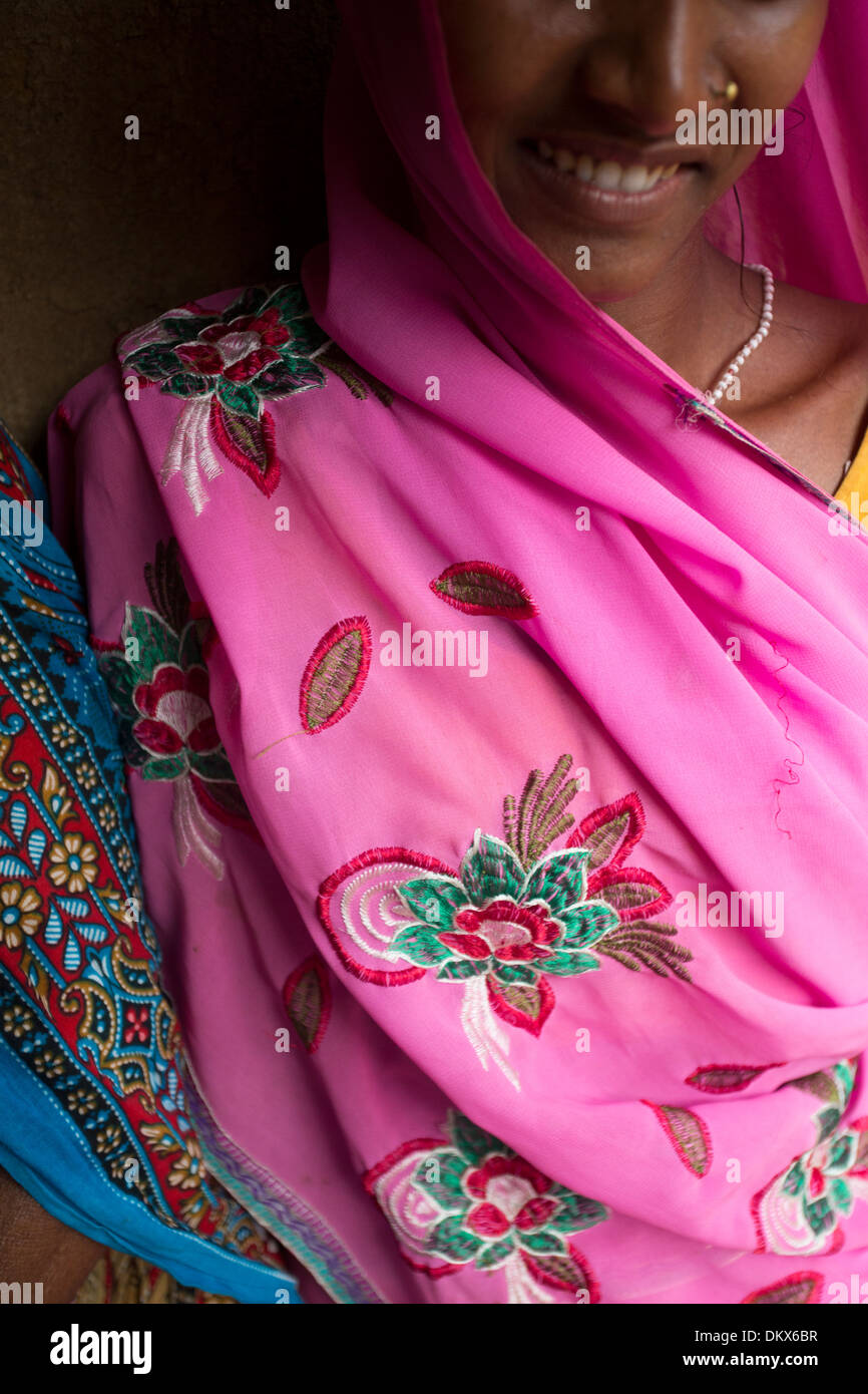 Woman in pink sahri - Bihar State, India Stock Photo - Alamy