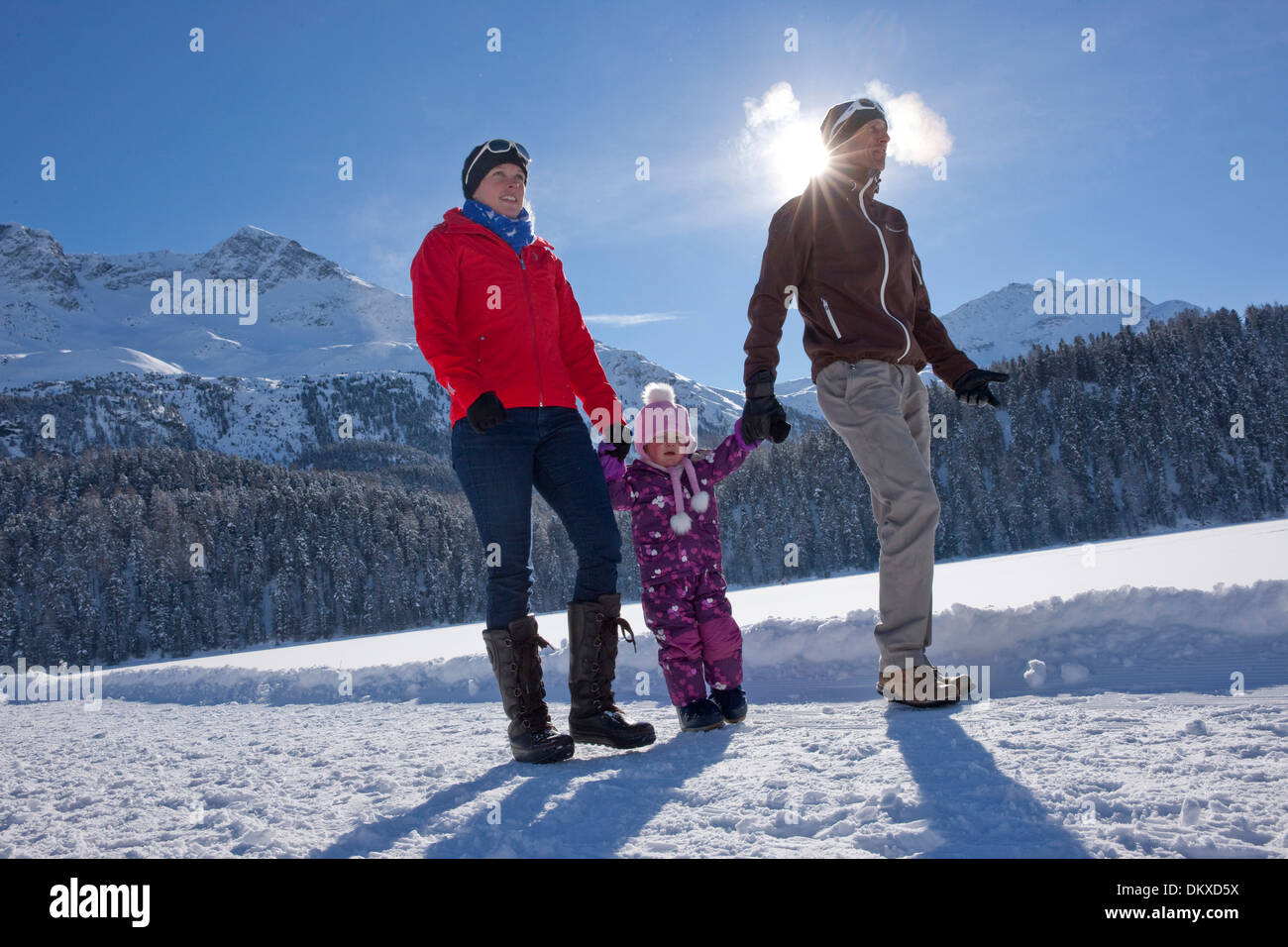 Switzerland Europe winter canton GR Graubünden Grisons Engadin Engadine ...