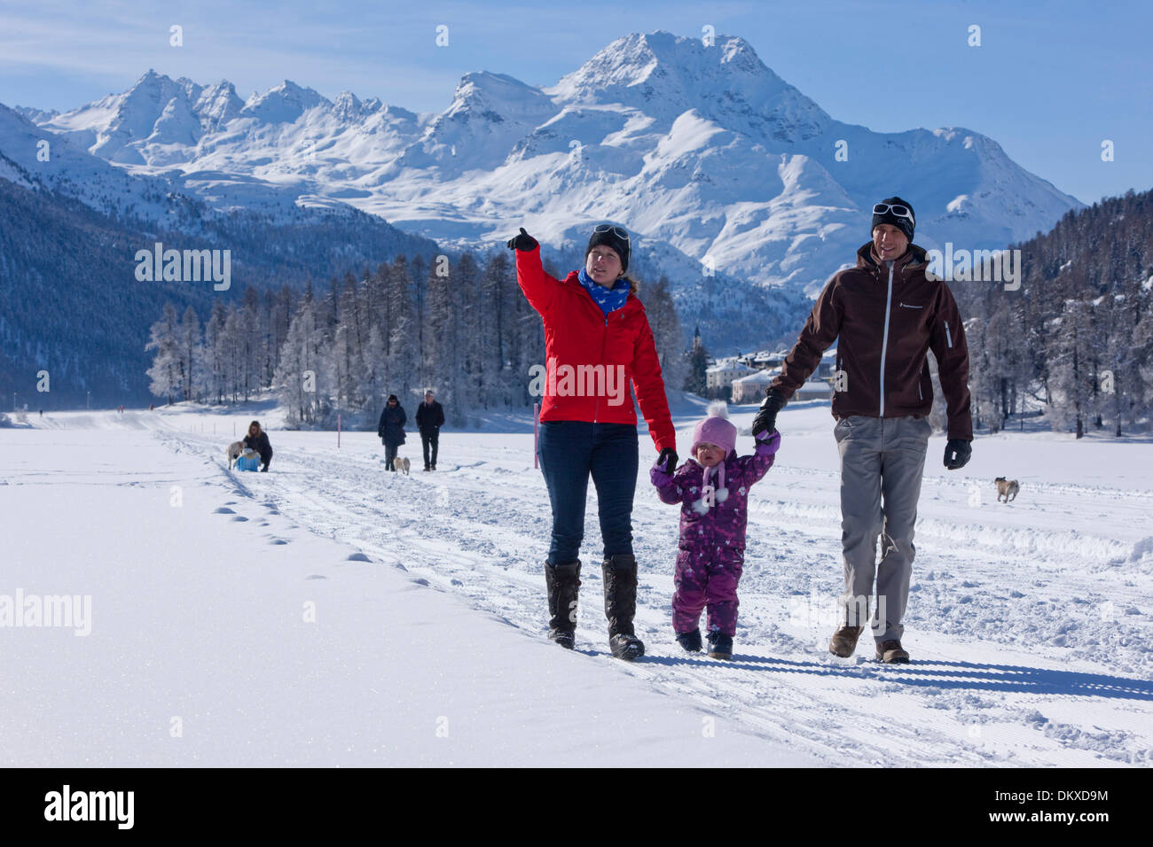 Switzerland Europe winter canton GR Graubünden Grisons Engadin Engadine ...