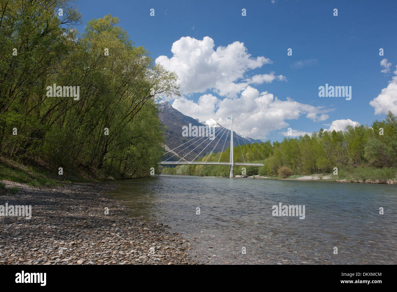 Switzerland Europe bridge Gnosca bridge river flow brook body of water ...