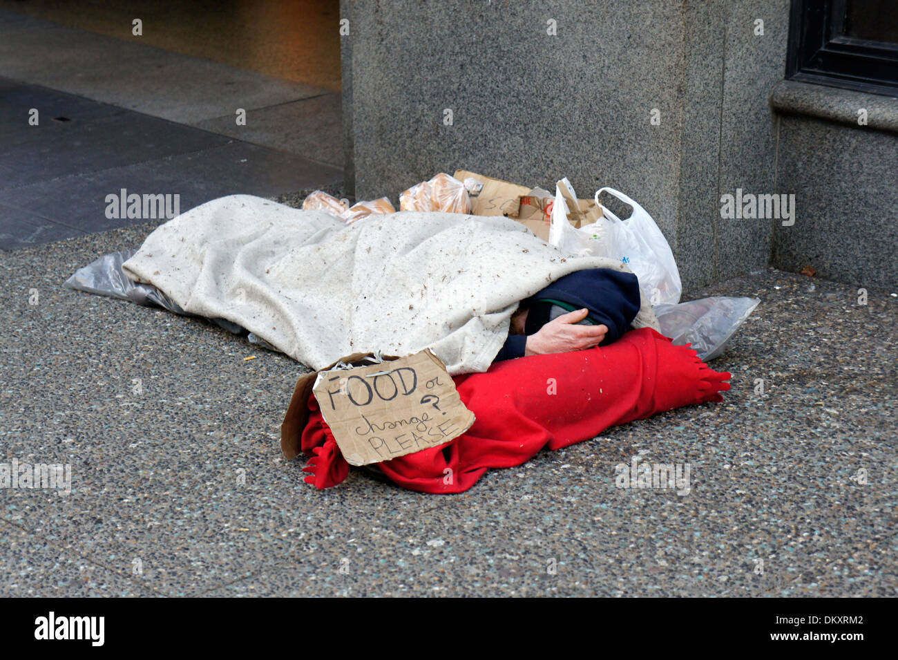 Man poverty sleeping street hi-res stock photography and images - Alamy