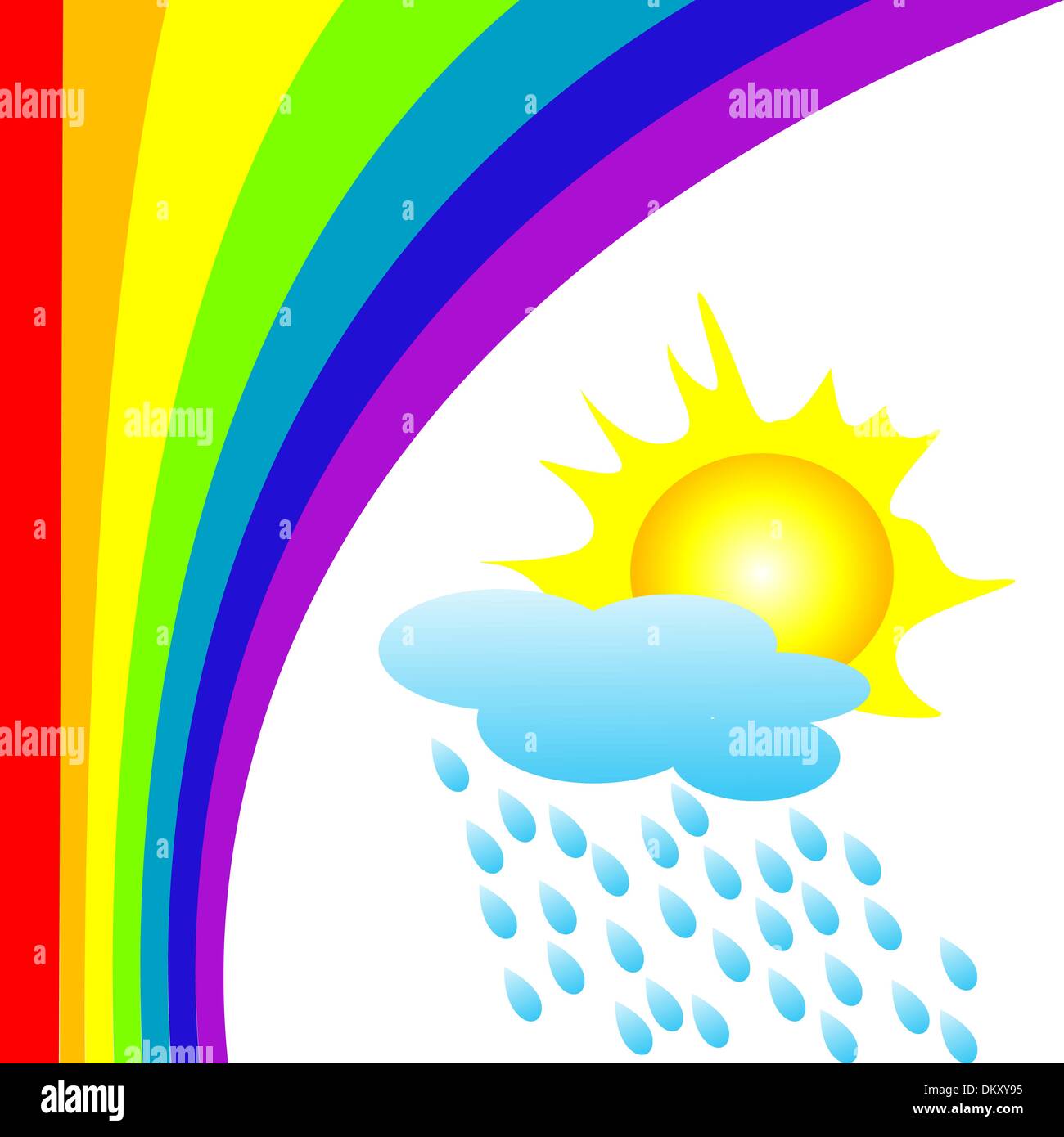 Sunshine and rain make a rainbow Stock Vector Images - Alamy