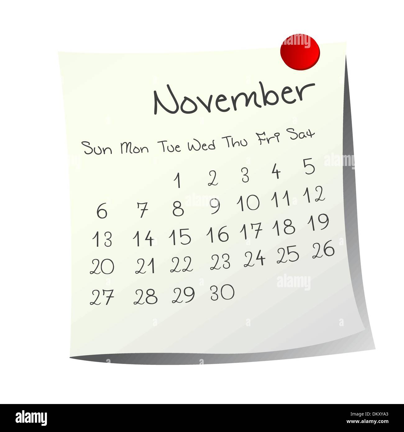 November calender hi-res stock photography and images - Alamy