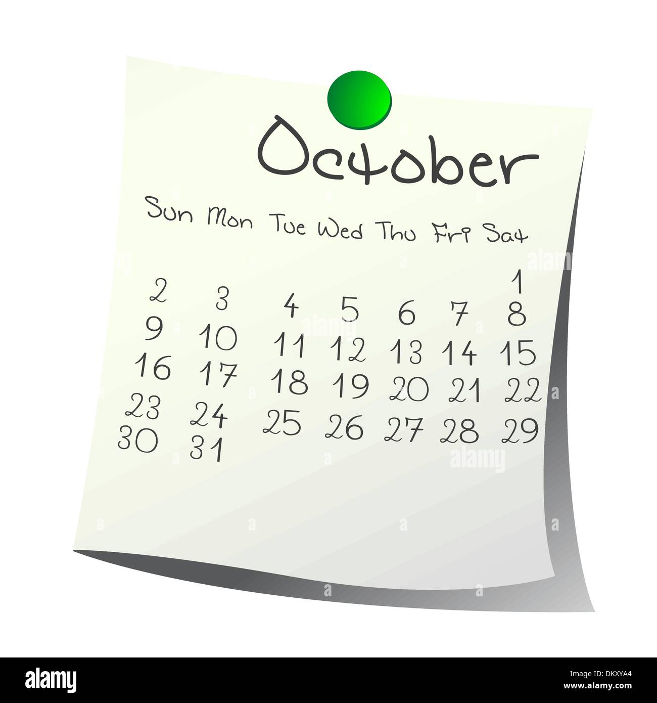 October 2011 calendar hi-res stock photography and images - Alamy