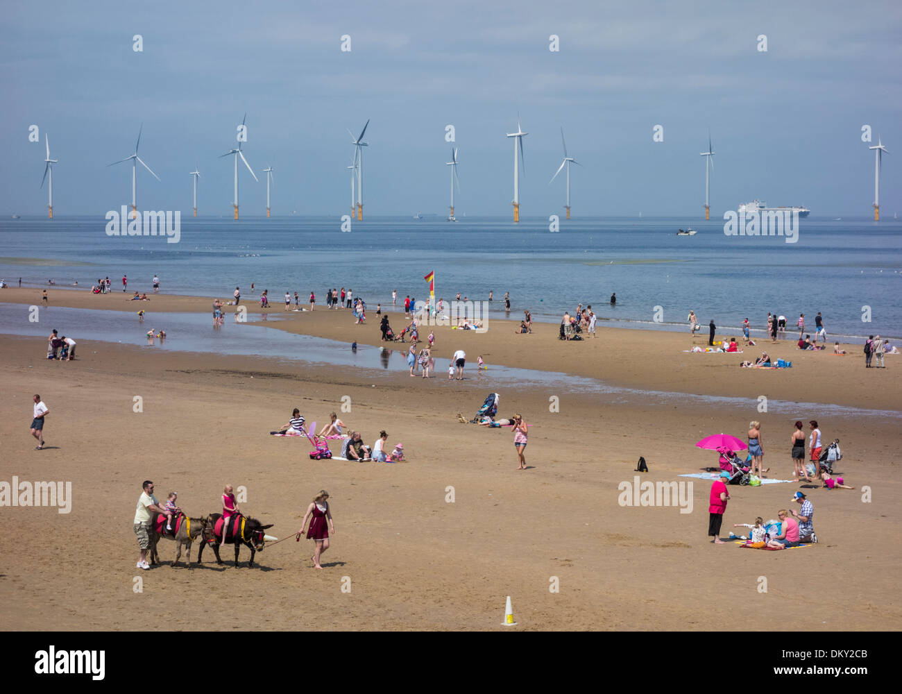 View of Teesside Offshore Wind Farm from Redcar beach. North east ...