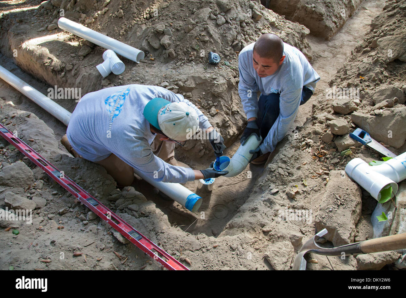 Poly Vinyl Chloride (PVC) Pipes being installed for rainwater ...
