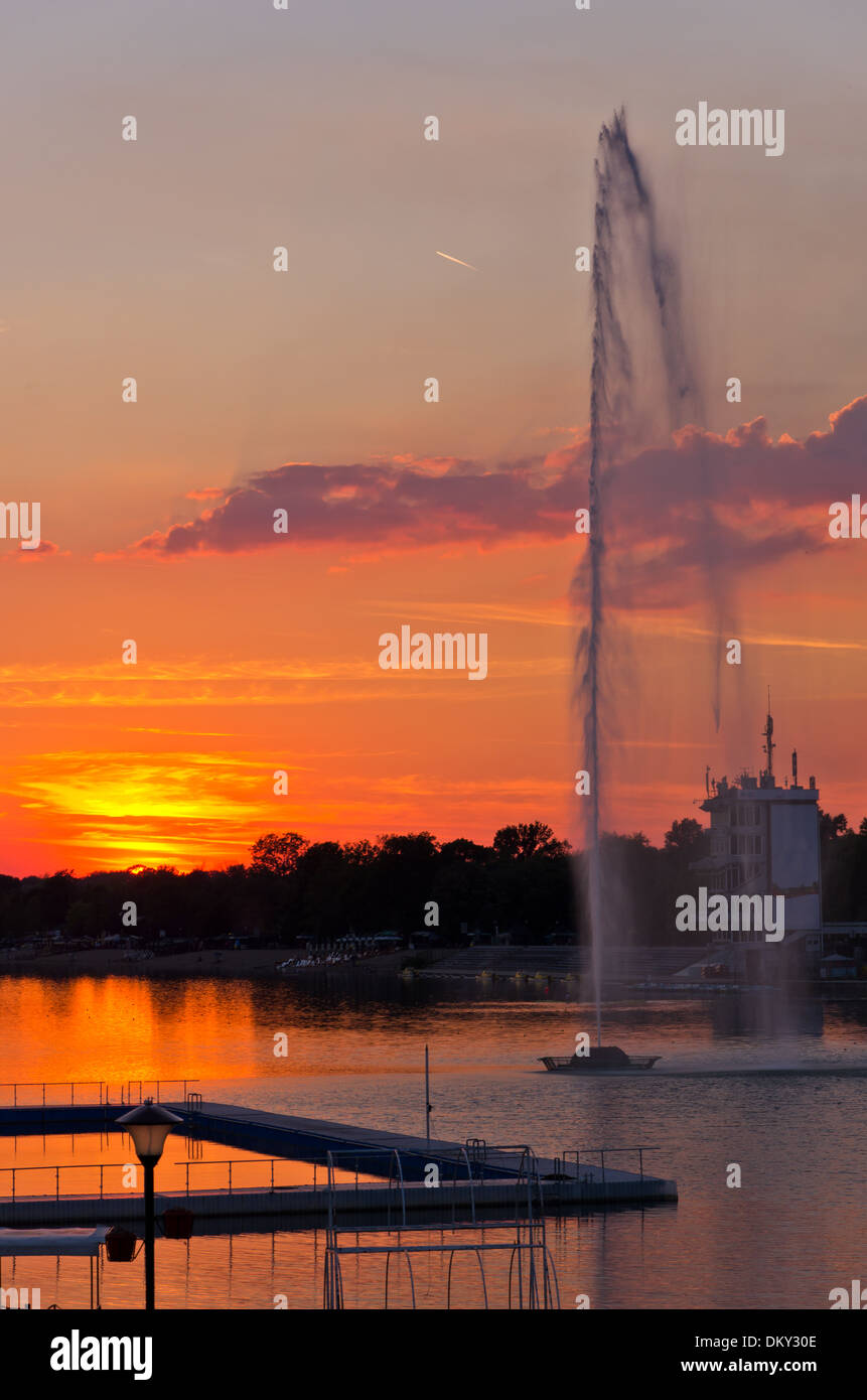 Summertime sunset at the Ada lake Stock Photo - Alamy