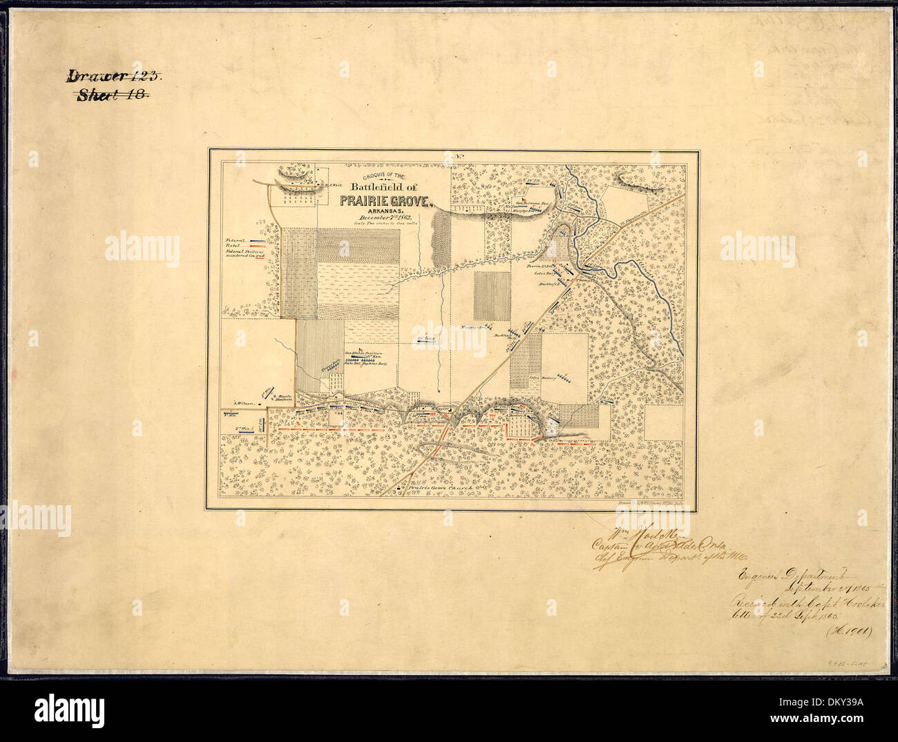 Croquis of the battlefield of prairie grove hi-res stock photography ...