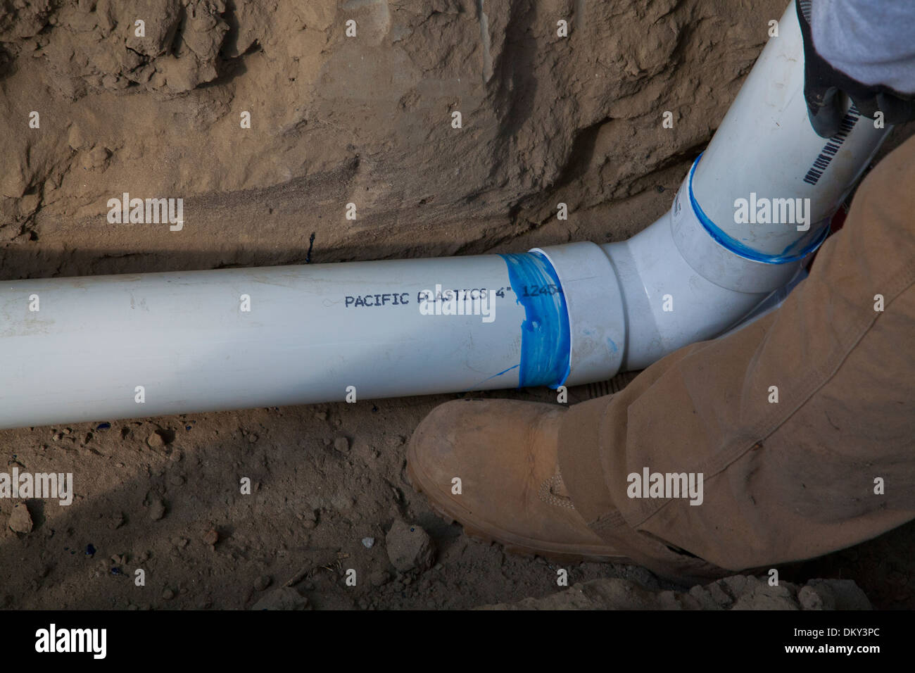 Poly Vinyl Chloride, PVC Pipes being installed for rainwater harvesting ...