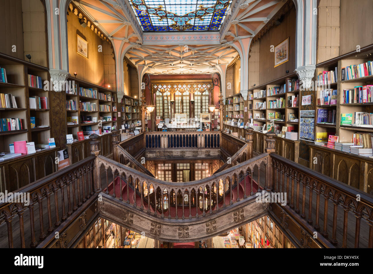 Lello and Irmao bookshop, Spiral stairs, Oporto, Portugal Stock Photo ...