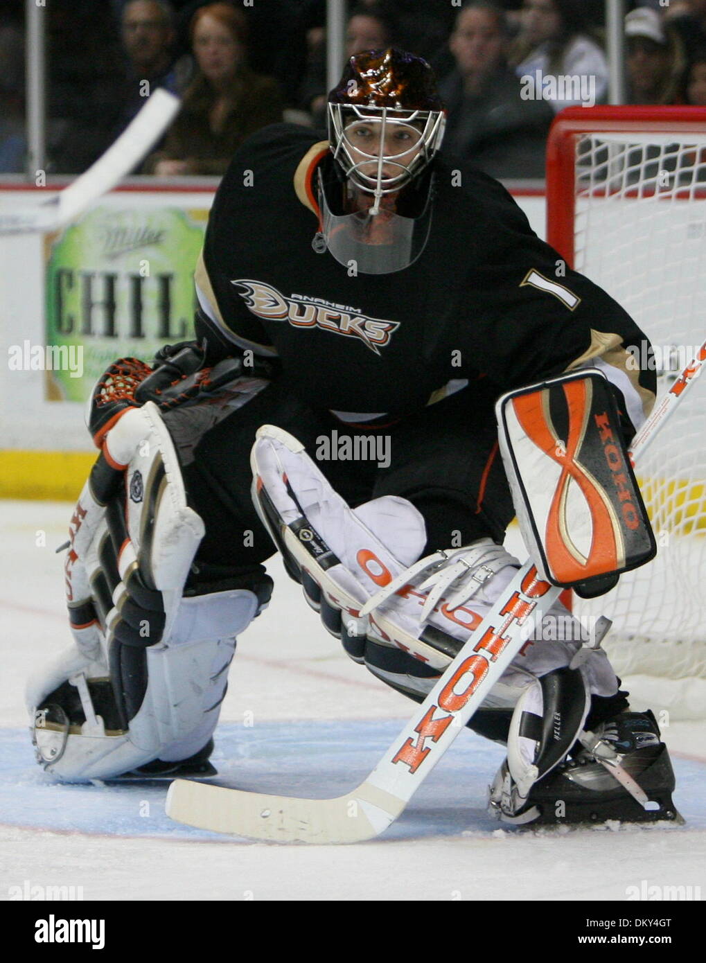 Jan 05, 2010 - Anaheim, California, USA - Anaheim Ducks goalie JONAS ...