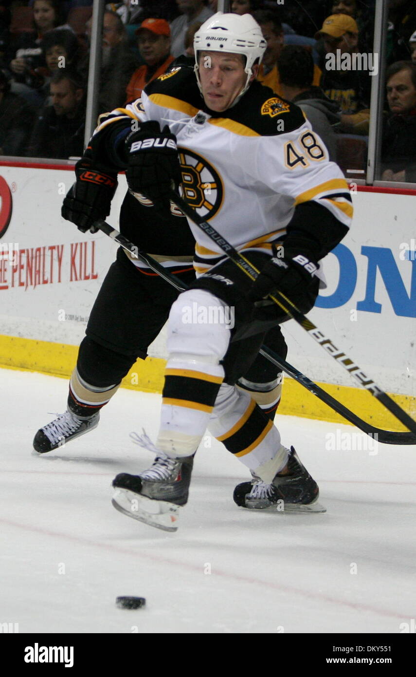 Jan 13, 2010 - Anaheim, California, USA - Boston Bruins defenseman MATT ...