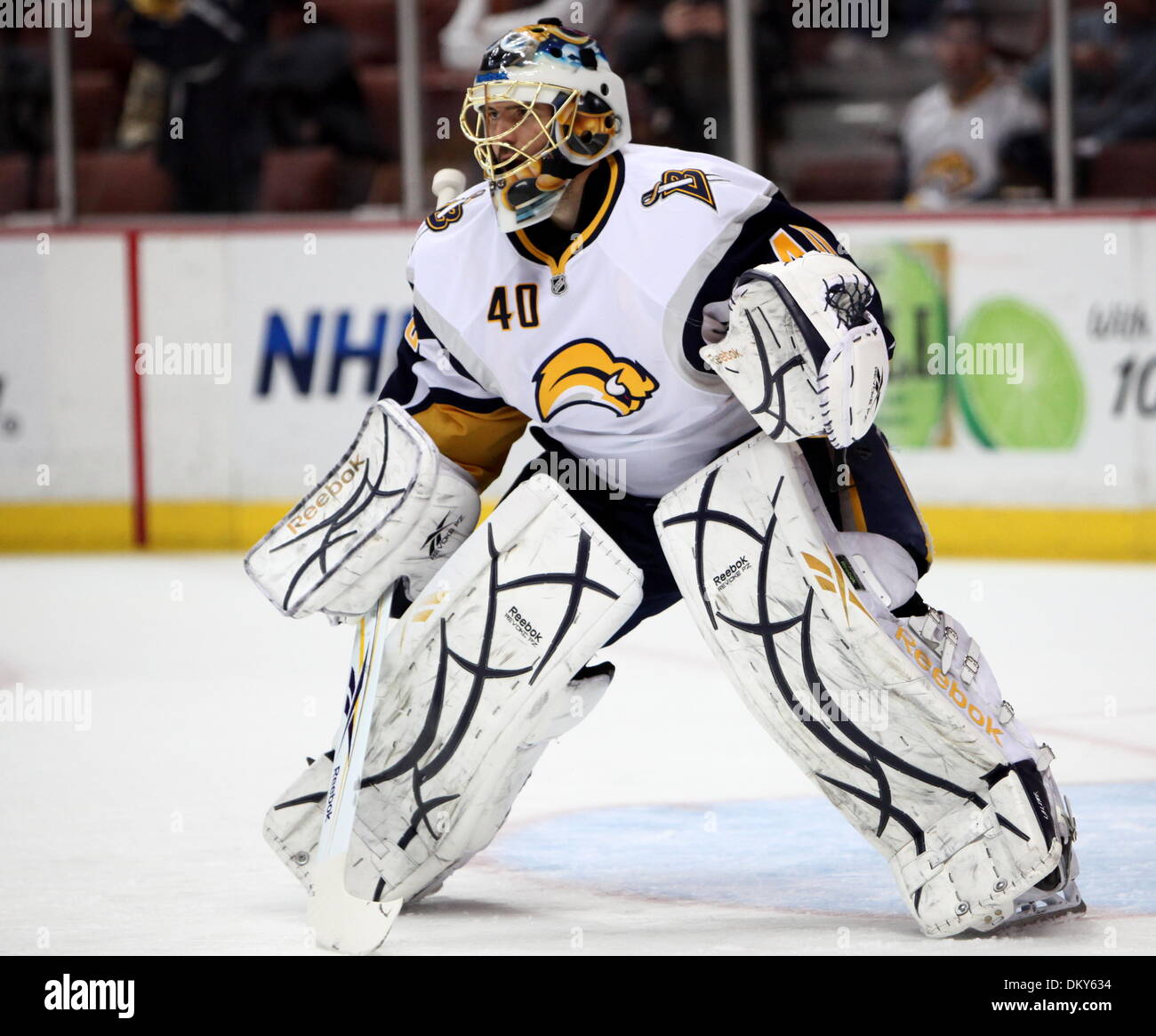 Jan 19, 2010 - Anaheim, California, USA - Buffalo Sabres goalie Patrick ...