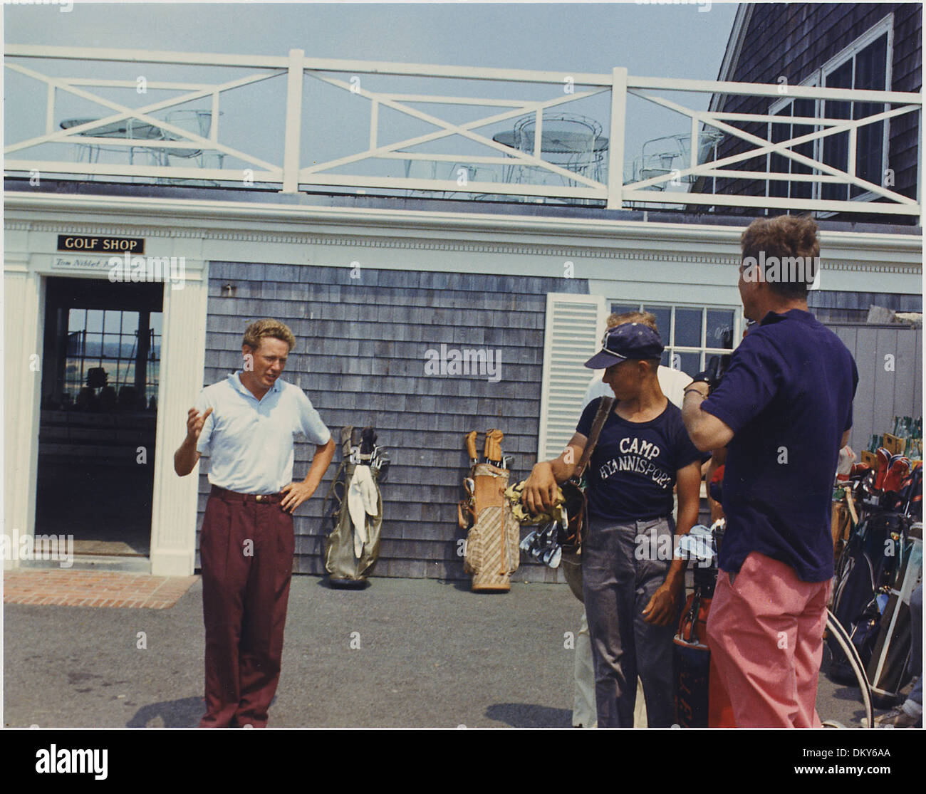 President John F. Kennedy golfing at Hyannisport during a weekend ...