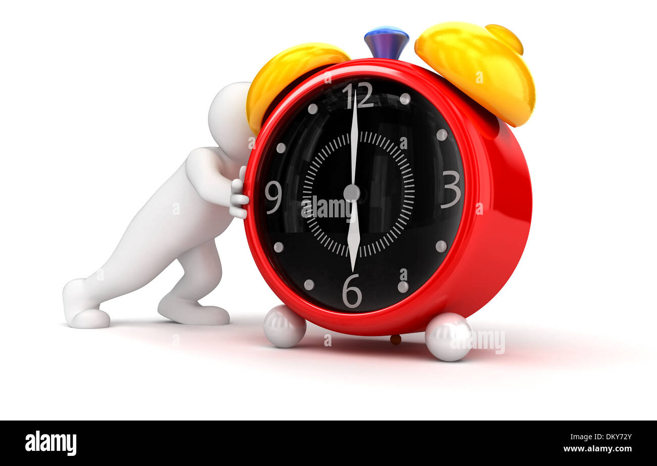 person pushes alarm clock Stock Photo - Alamy