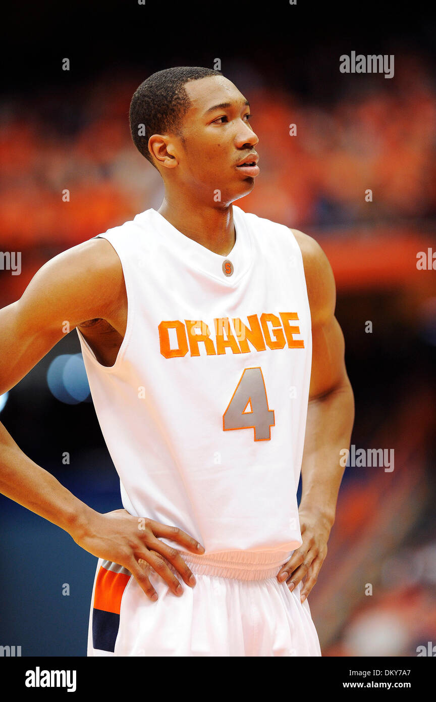 January 23, 2010: Syracuse forward Wesley Johnson (4) takes a moment ...