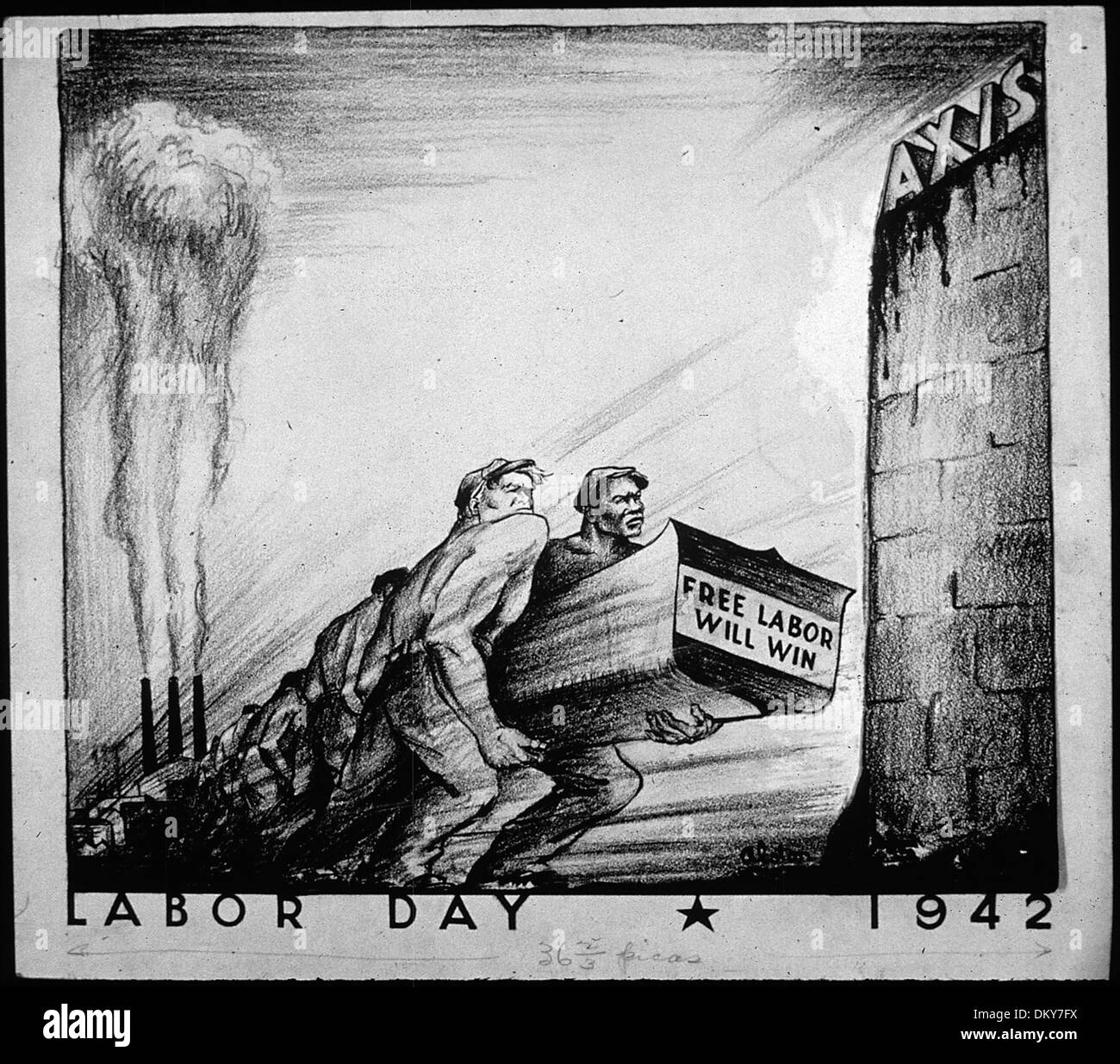 A photograph marking Labor Day in 1942, during World War II. The image ...