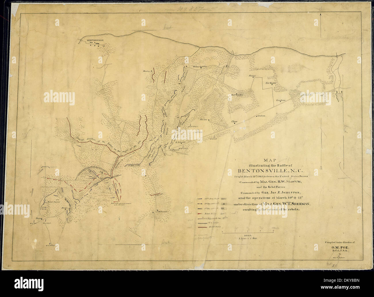This map illustrates the Battle of Bentonville, North Carolina, which ...