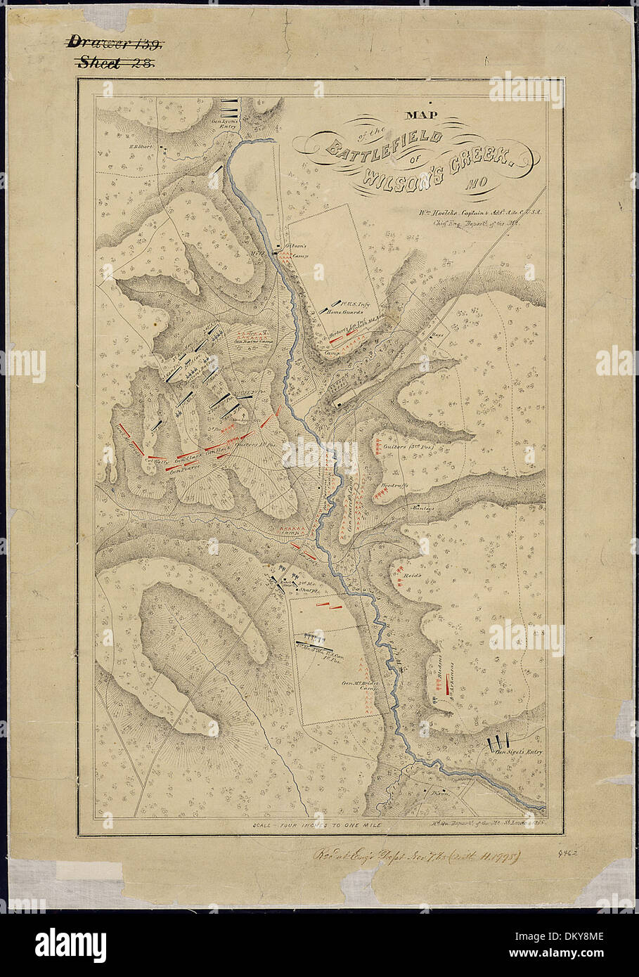 This map depicts the battlefield of Wilson's Creek, Missouri, a ...