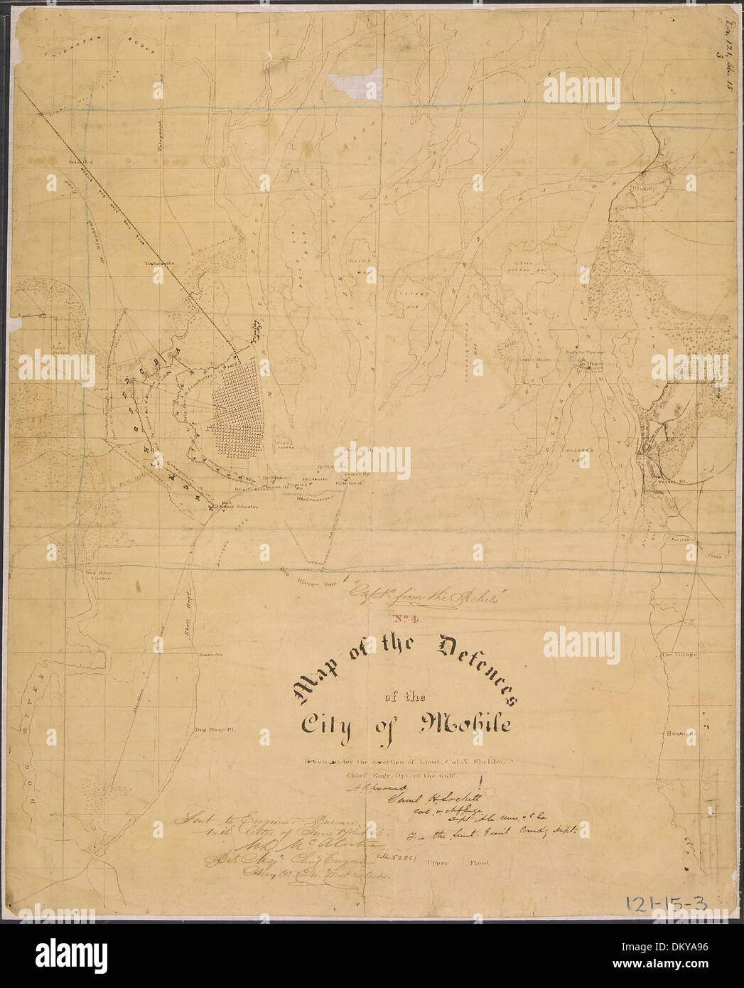A map depicting the defenses of Mobile, Alabama, created under the ...