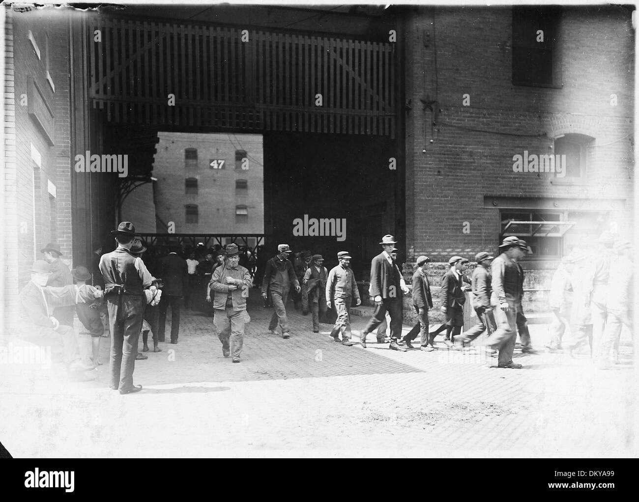This photograph shows workers at the Indianapolis Meat Packing House ...