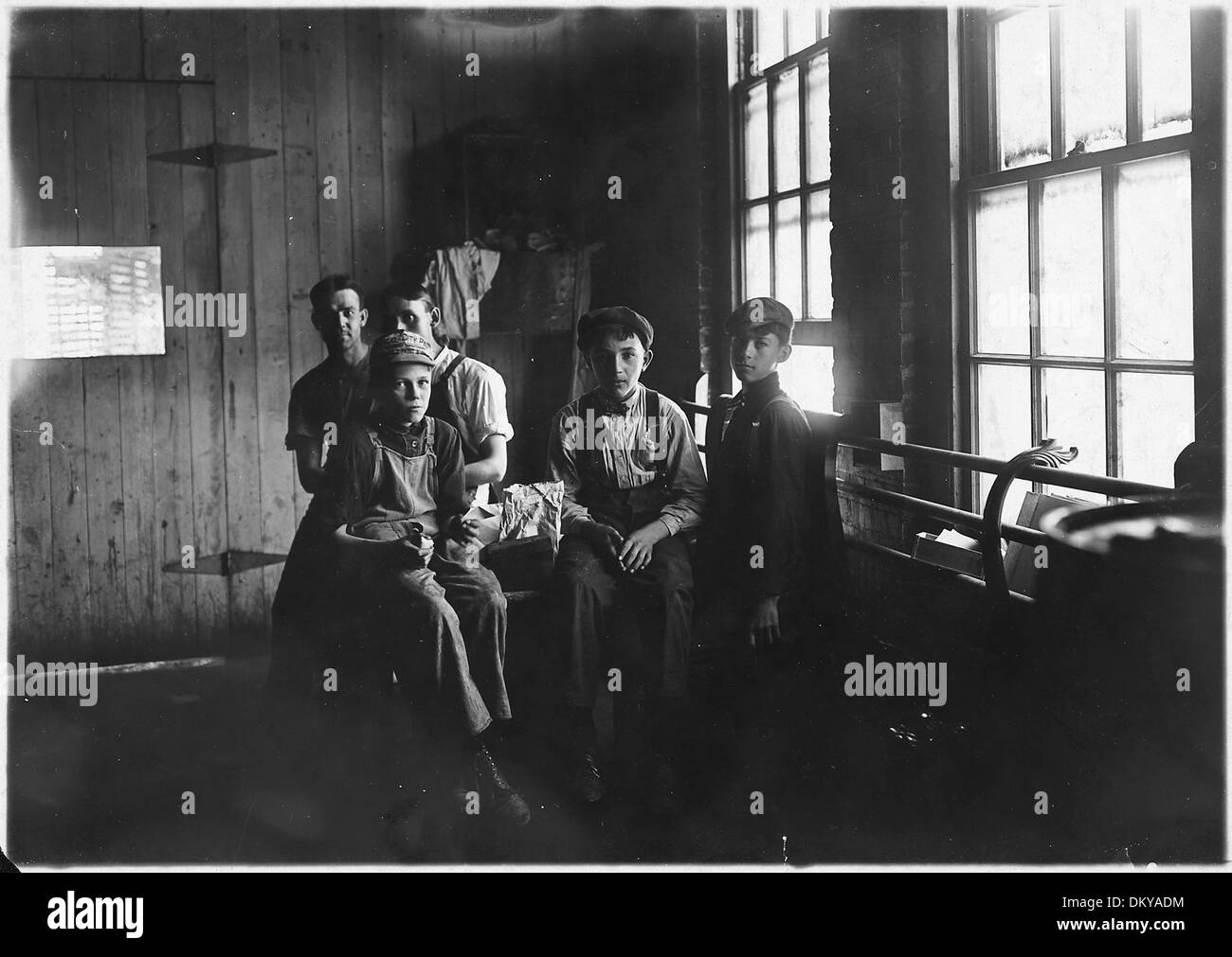 The photograph captures a scene in a furniture factory in Indianapolis ...