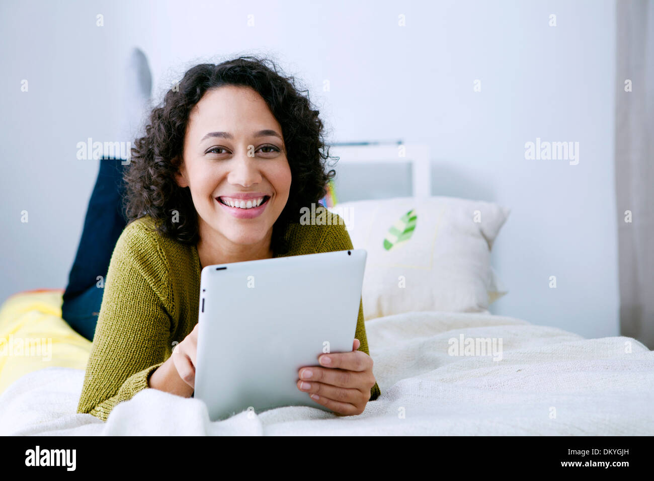 WOMAN WITH TABLET Stock Photo - Alamy