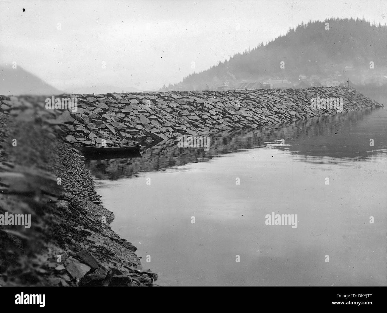 Coastal breakwater protection harbor Black and White Stock Photos ...
