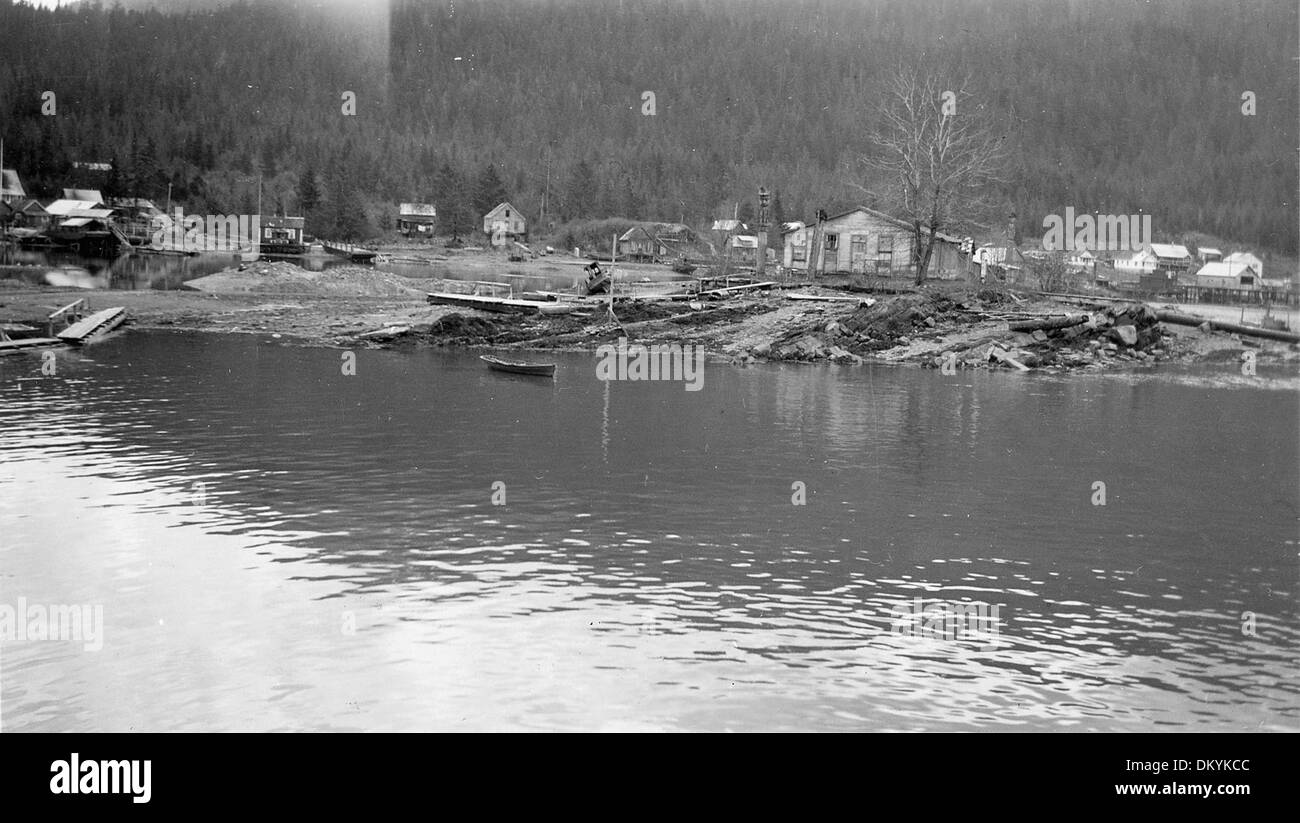 The image shows Wrangell Harbor in Alaska, with Shakes Island visible ...