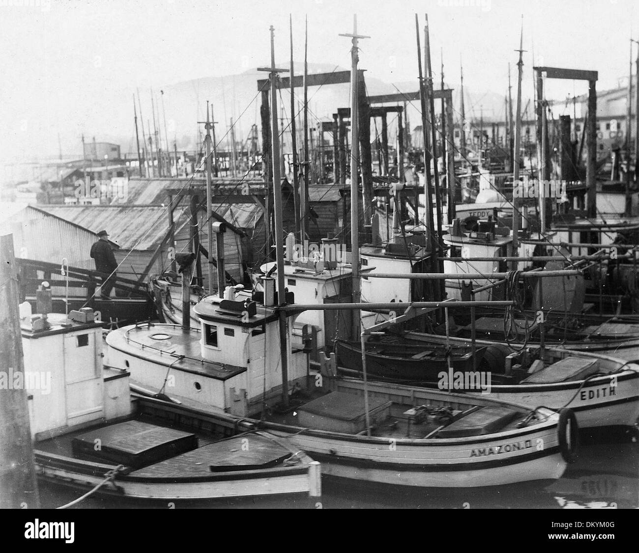Harbor anchorage scene Black and White Stock Photos & Images - Alamy