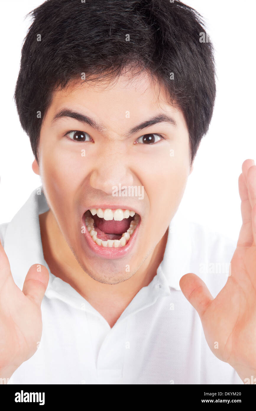Young Asian Man Yelling Stock Photo - Alamy