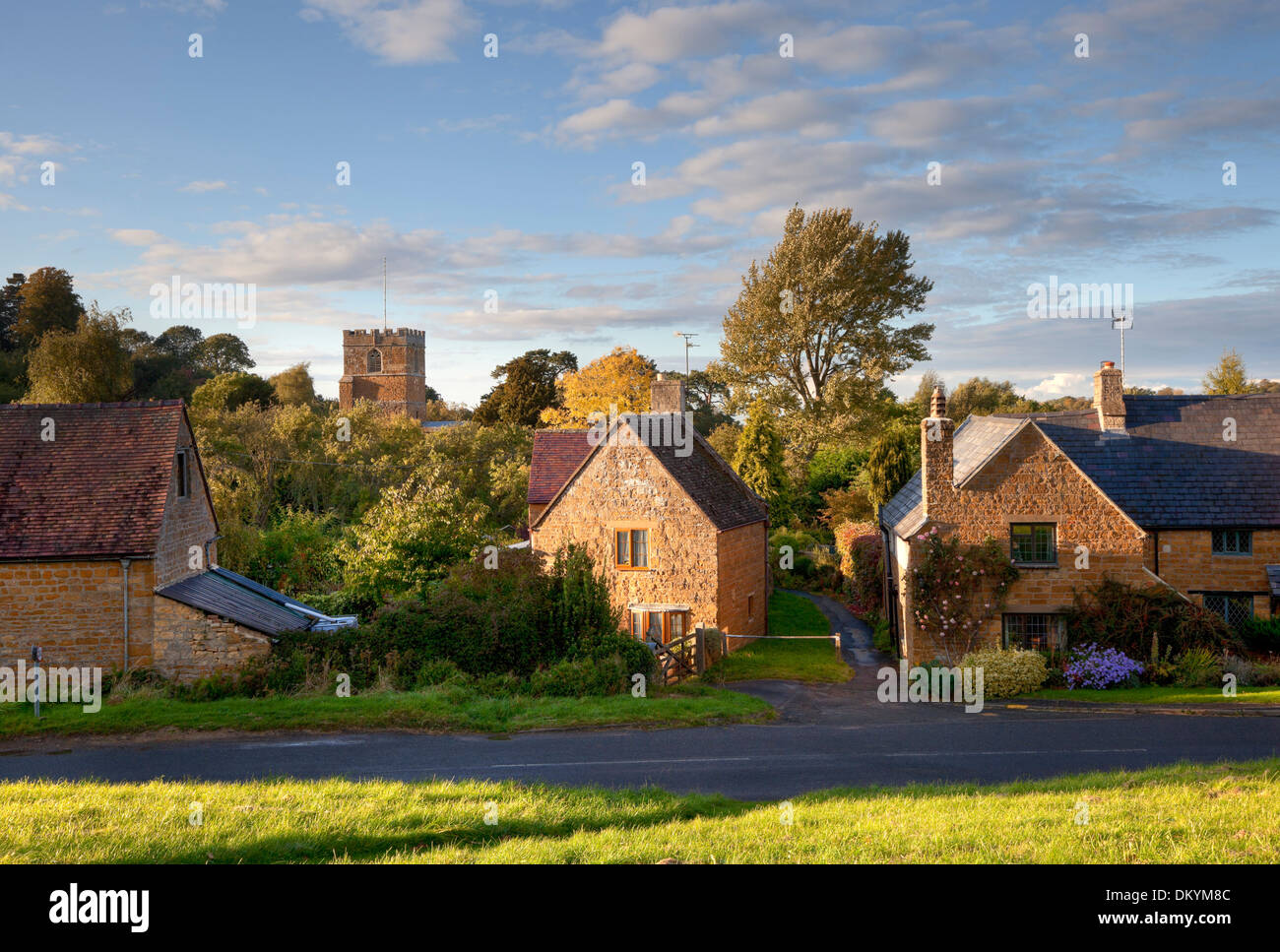 Cotswold village of Ilmington at sunset, Warwickshire, England Stock ...