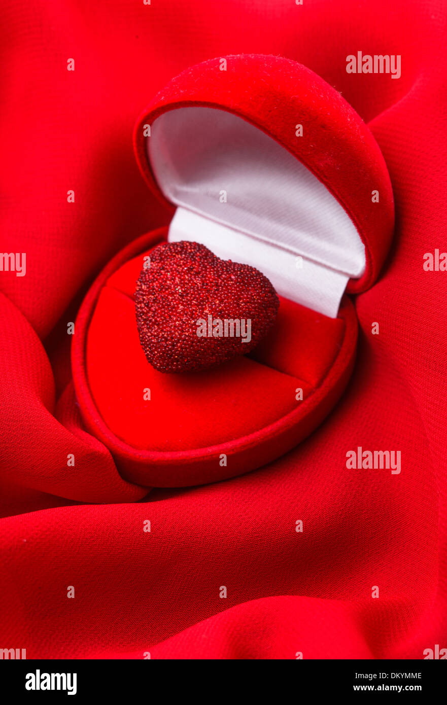 Red heart in box - love concept, giving my heart Stock Photo - Alamy