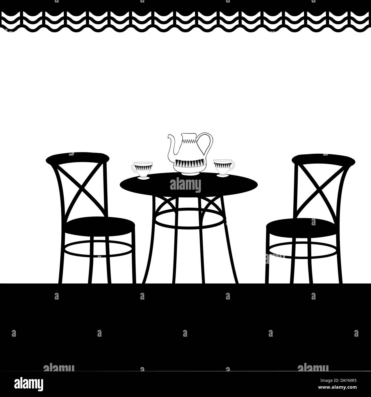 Cafe chair and table Black and White Stock Photos & Images - Alamy