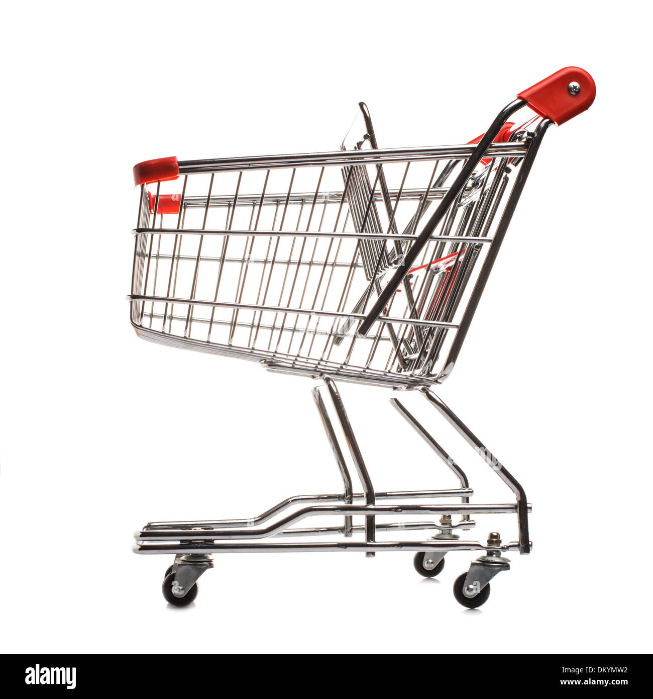 Red matal shopping trolley isolated on white background Stock Photo - Alamy
