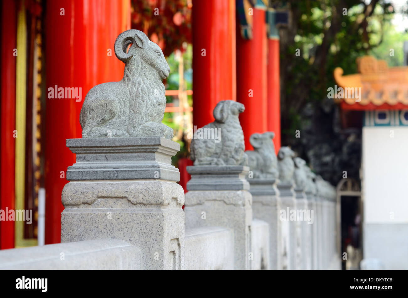 the ancient goat who protect the Chinese temple entrance Stock Photo ...