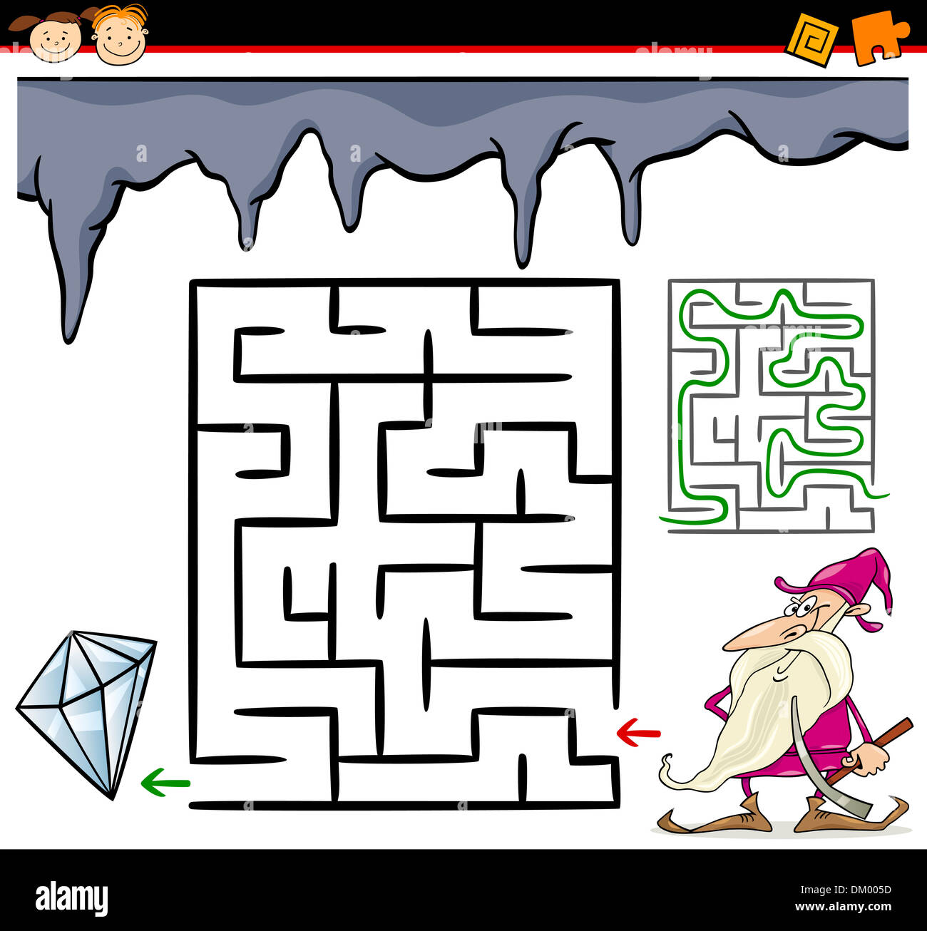Cartoon Illustration of Education Maze or Labyrinth Game for Preschool ...