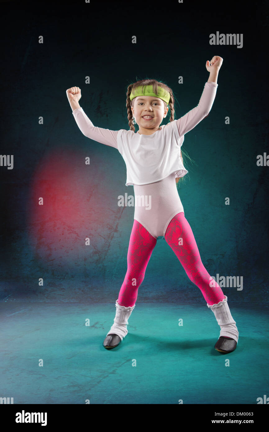 studio shot of a little girl at fitness exercise Stock Photo - Alamy