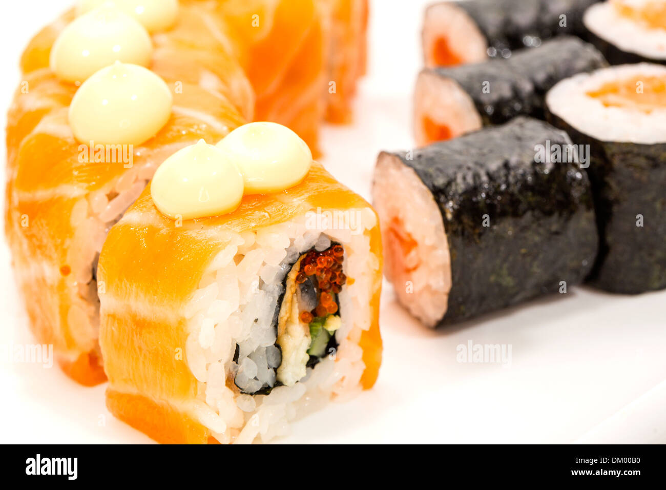 delicious seafood sushi at a Japanese restaurant Stock Photo - Alamy