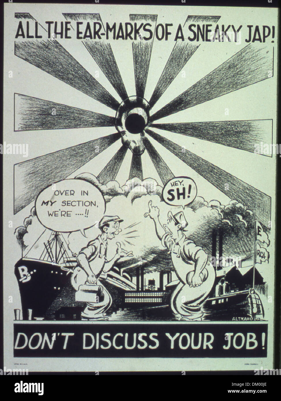 A World War II-era propaganda poster promoting vigilance and awareness ...