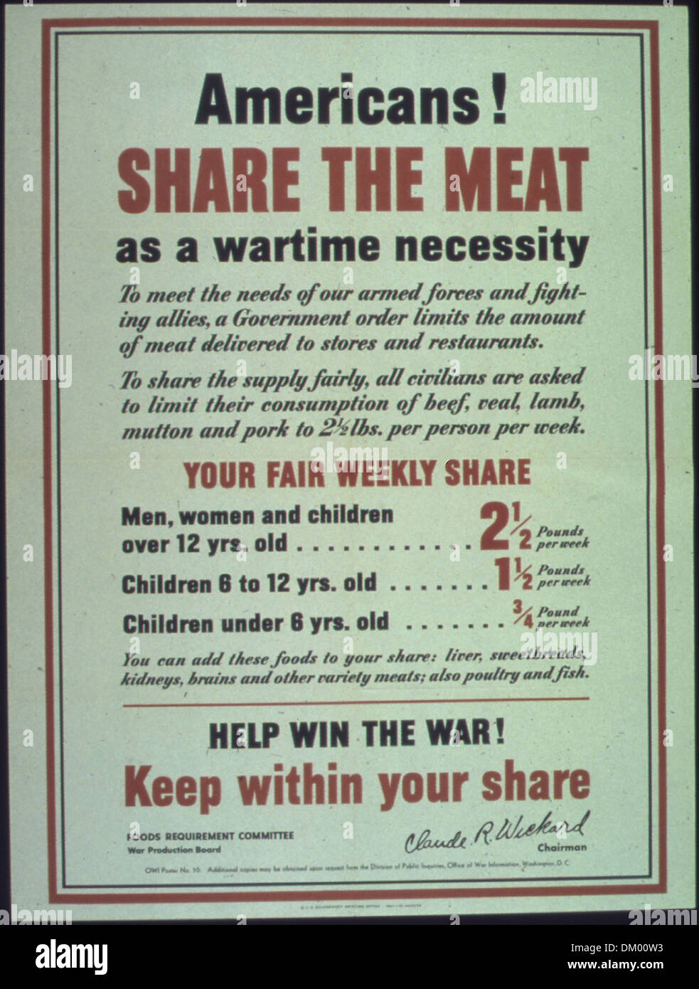 This World War II propaganda poster promotes meat conservation to ...