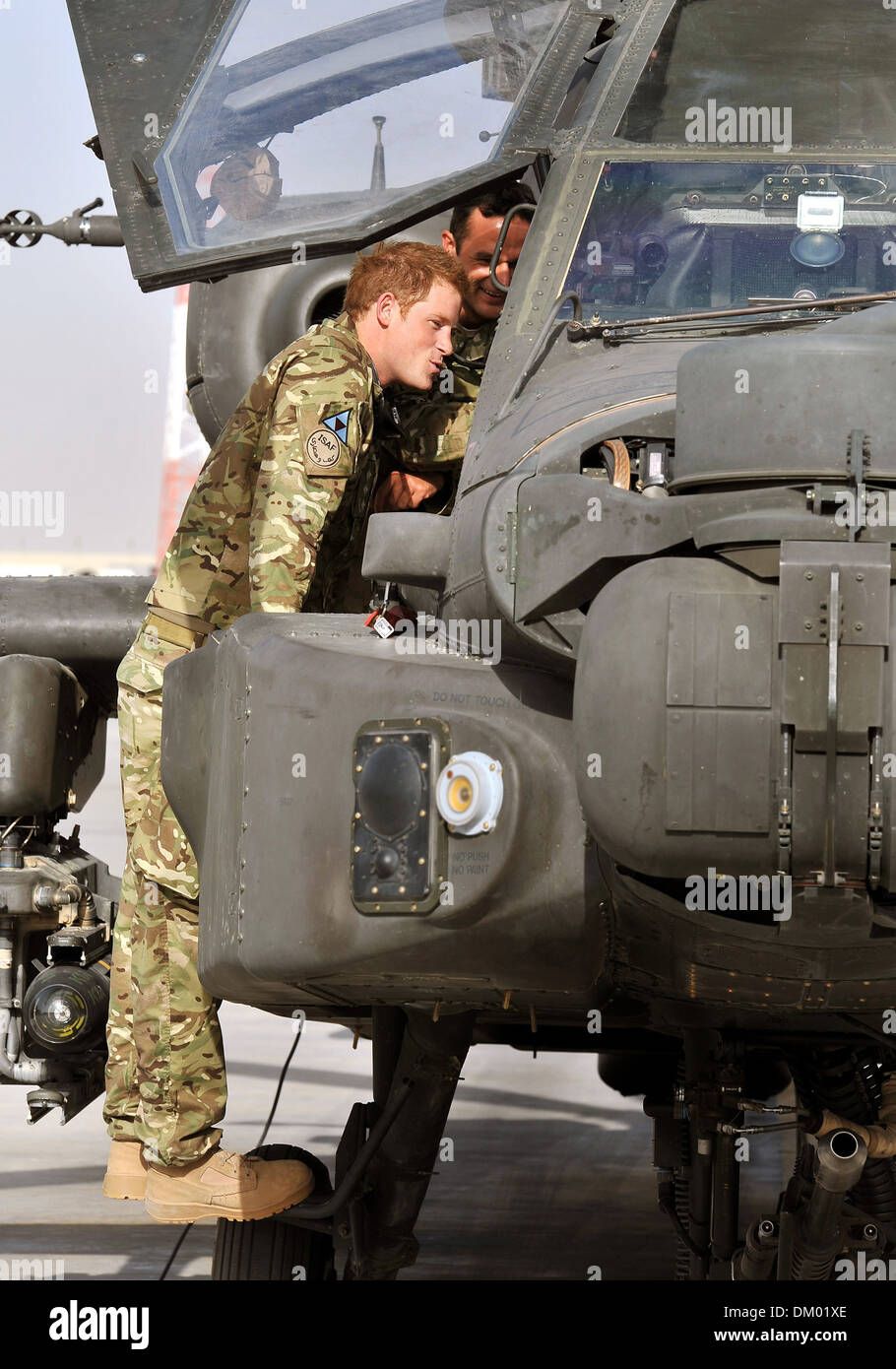 Prince Harry is shown Apache flight-line by a member of his squadron ...