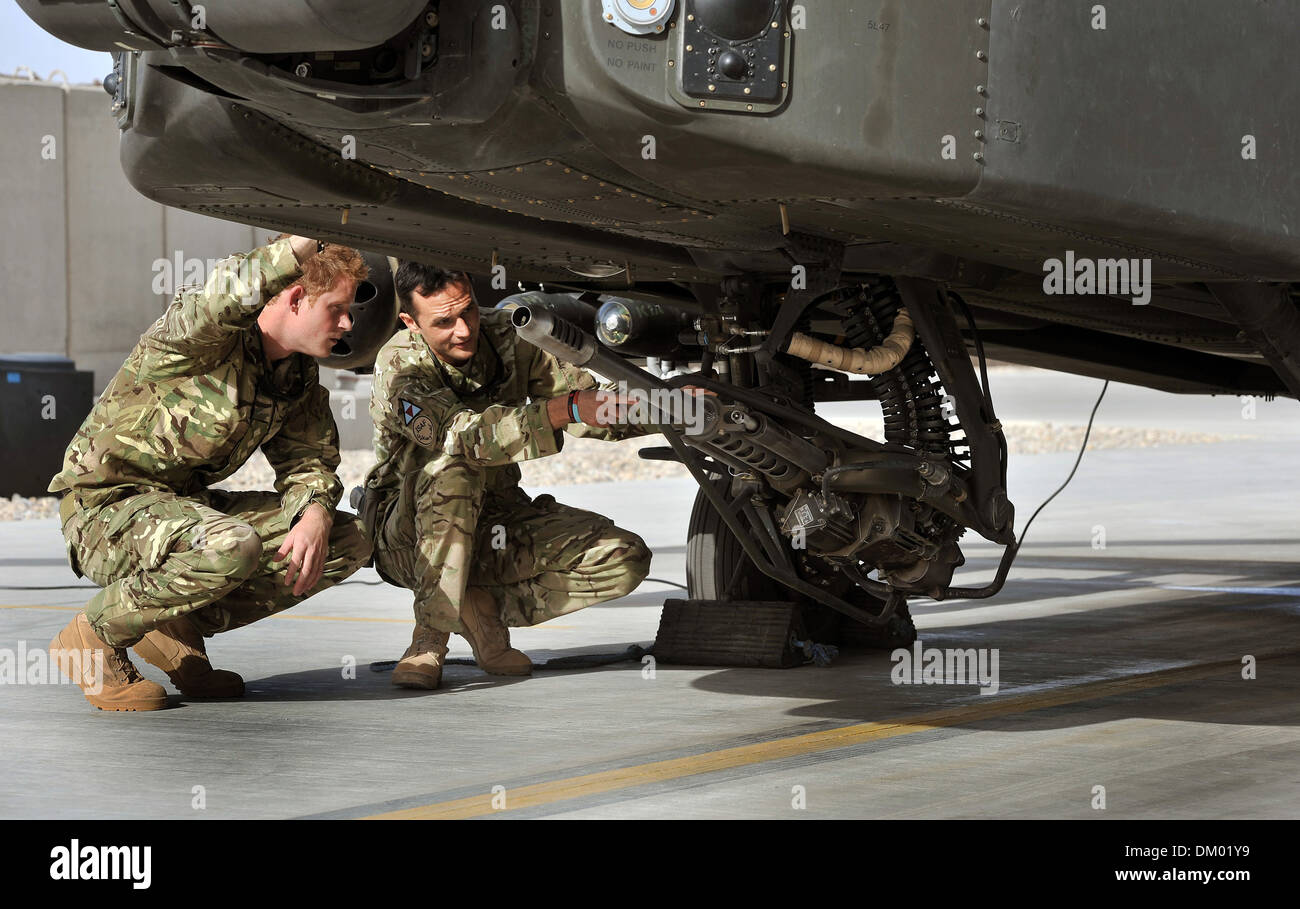 Prince Harry is shown Apache flight-line by a member of his squadron ...