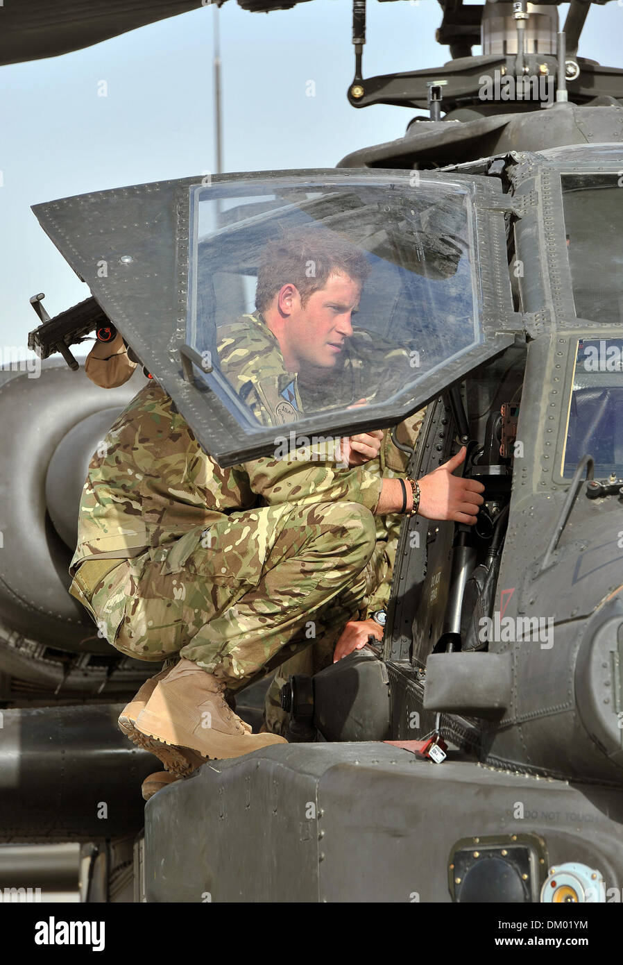Prince Harry is shown Apache flight-line by a member of his squadron ...