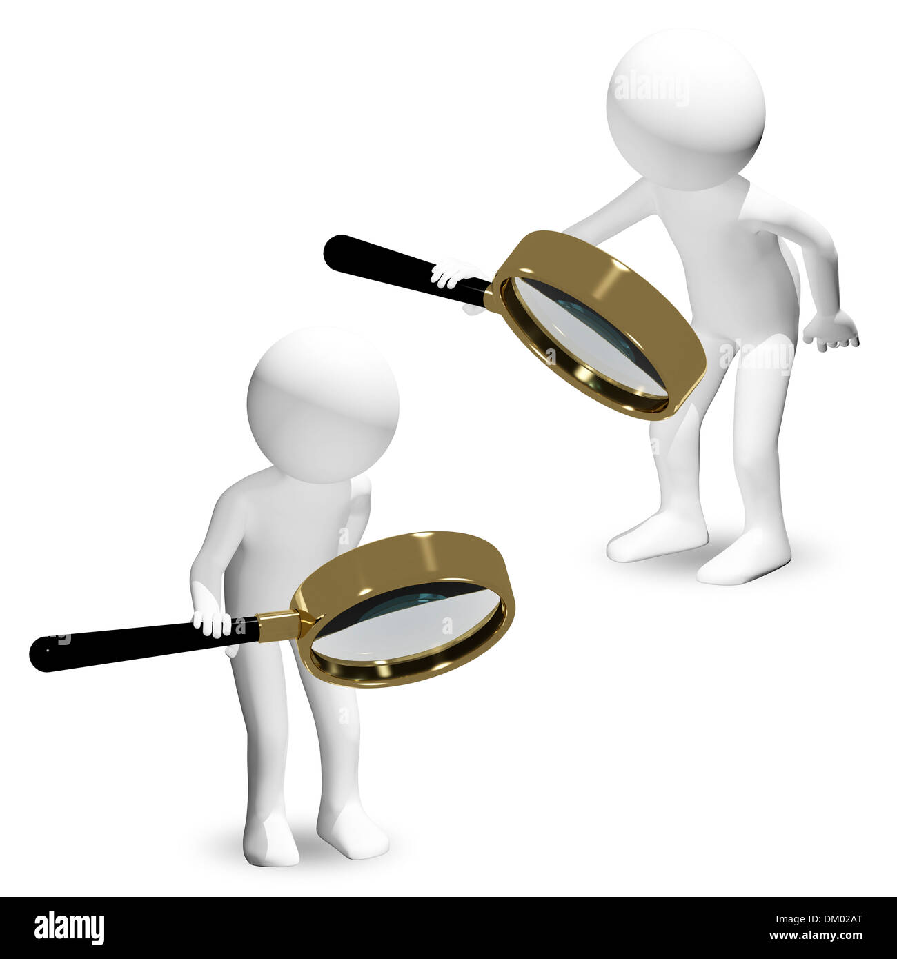 3d abstract illustration of a man with a magnifier Stock Photo - Alamy